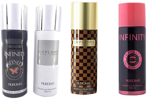 NUROMA infinity & explore deo pack04 man & women Deodorant Spray - For ...
