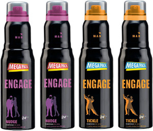 Engage Deo Combo, 2 Nudge (220ml) & 2 Tickle (220ml), Deodorant Spray ...