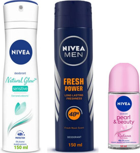 NIVEA Deo-Natural Glow Sensitive ,Fresh Power And Pearl & Beauty ...