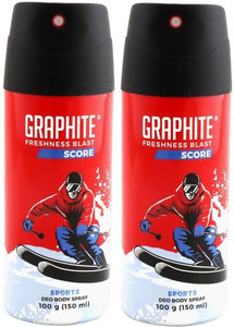 GRAPHITE Score Sporty Deo Body Spray 150 ml PACK OF 2 Deodorant Spray ...