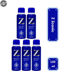Z Magnetism Blue for Men Icon Deodorant Body Spray 150ml Each (Pack of ...