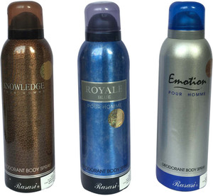RASASI KNOWLEDGE, ROYALE BLUE, EMOTION POUR HOMME (PACK OF 3) Body ...
