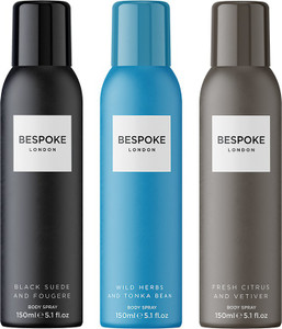 BESPOKE London BLACK WILD FRESH BODY SPRAY 150 ML PACK OF 3 COMBO FOR ...