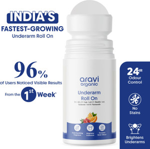 Aravi Organic Under Arm Roll On - 5% AHA,2% Kojic Acid & 1% Mandelic ...