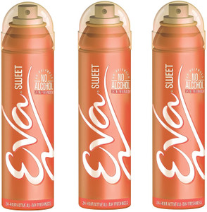 EVA Deodorant Sweet for Women, 125 ml Pack of 3 Body Spray - For Women ...