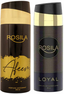 Rosilla Afeem Black & Loyal Deodorant Body Spray 200ml Pack of 2 Body ...