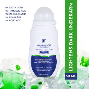 Mannlich Underarm Roll On for Men, 2% Kojic & Lactic Acid, 4% AHA & BHA ...