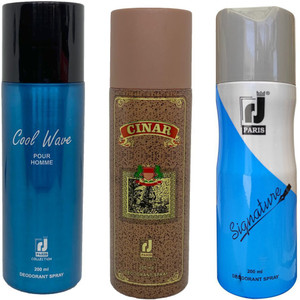 R J PARIS COOL WAVE POUR HOMME + CINAR + SIGNATURE Deodorant Spray ...
