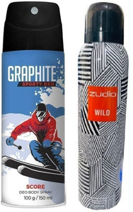 zudio WILD MEN -1 ,GRAPHITE SCORE -1 PACK OF 2 Body Spray - For Men ...