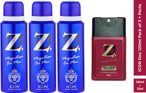 Z - Magnetism for Men ICON Deo 120ml (Pack of 3) + Pacto Deodorant ...