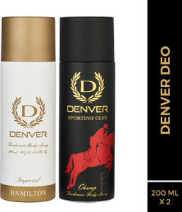 DENVER Imperial and Champ Body Deo (200 ml x 2) Deodorant Spray - For ...