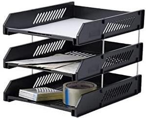 Flipkart.com | FRENYEAR 3 Compartments Plastic File Tray Mesh File ...