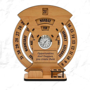 Flipkart.com | OVEIRLO 2 Compartments Wood Calendar of lifetime desk ...