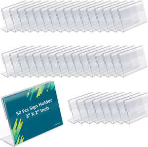 KARP Acrylic L-Shape Sign Holder (3 Inch W X 2 Inch H - 50Pcs) Clear ...