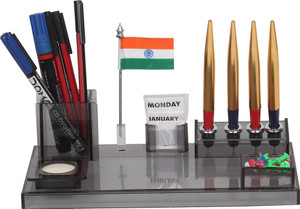 Flipkart.com | Yaro 7 Compartments Acrylic Flag Design Pen Stand for ...