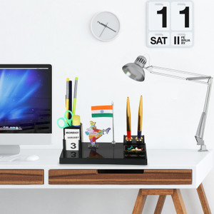 Flipkart.com | Frik 3 Compartments Acrylc Pen stand - Pen stand
