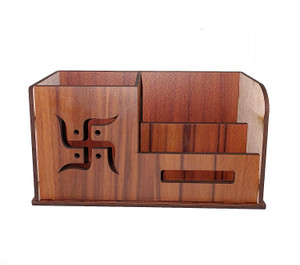 Flipkart.com | Artistry craft 3 Compartments wood Penstand swastik ...