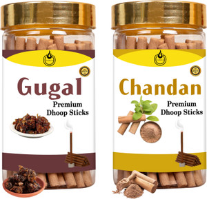 Aroblend 100% Natural Gugal & Chandan Dry Dhoop Sticks for Pooja 40 ...