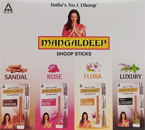 MANGALDEEP Dry Dhoop Combo pack - Sandal, Rose, Luxury & Flora Dhoop ...