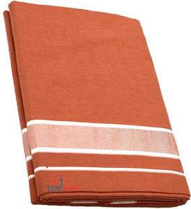 Sakhti Mens Cotton Kavi Dhoti with Multi-Color Border 2.00 Mtrs Temple ...