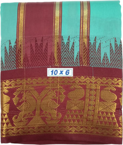 exclusive Art SilkDhotie 5"Jacquard Tower Border 10X6(4.62Mtr Dhoti +2 ...