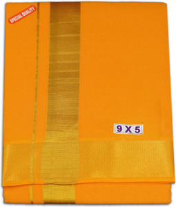 BalGanesh Pure Cotton Color Dhoti Towel with Golden Jari Border 4 Mts ...