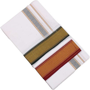 Feynman Dhoties Men's Traditional Pure Cotton Dhoti 5 Metre With Border ...