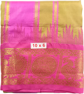 exclusive Art SilkDhotie 5"Jacquard Tower Border 10X6(4.62Mtr Dhoti +2 ...