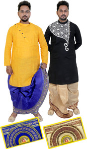 DHUTI HUB TASAR & ROYAL BLUE - Combo Offer Bengali Mayur Puchha Men ...