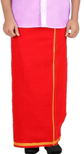 SK NAREN Temple Pooja Traditional Gold Zari Red Panchi/Dhotis/Mundu ...
