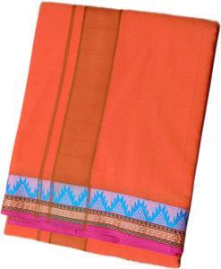 ManoCotton Orange Colour 9×5 Pure Cotton Panchakacham Dhoti With ...