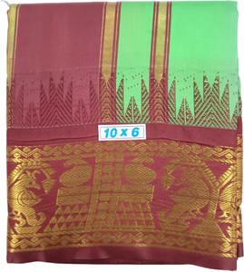 exclusive Art SilkDhotie 5"Jacquard Tower Border 10X6(4.62Mtr Dhoti +2 ...