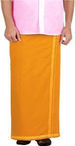 SK NAREN Temple Pooja Traditional Gold Zari Beige Panche/Dhotis/Mundu ...