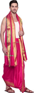 RAMESHWARAM FABRICS Unstitched Silk Dhoti Set , Dhoti Gamcha Set ...