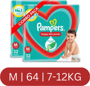 Pampers M SIZE BABY DIAPER 32+32=64(M) - M - Buy 64 Pampers Pant ...