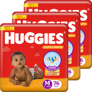 Huggies Comfy Baby Diaper Pants, Upto 50% Faster Absorption (76 X 3 ...