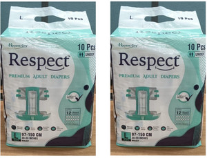 RESPECT Adult Unisex Diaper Large Waist Size- 97-150 cm, Pack of 2 ( 20 ...