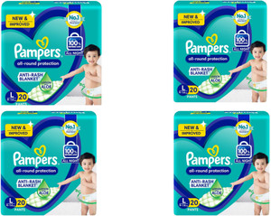 Pampers All Round Protection Diapers Pants, Anti Rash Blanket, -L(80 ...