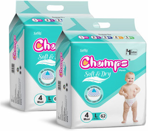 Champs Soft and Dry Baby Diaper Pants|Pack of 2 - L - Buy 124 Champs ...