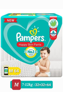 Pampers Medium size baby diapers 32+32=64 peace, Lotion with Aloe Vera ...