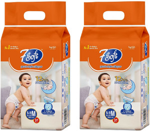 7 Soft Baby Diaper All Round Protection Soft Cottony Pack Of 2 Size - M ...