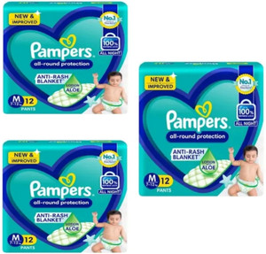 Pampers All round Protection Diapers Medium size M- 12+12+12 - M - Buy ...