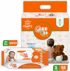 Coo Coo Small Size Diaper Pants (56 Count) & Baby wipes (80 Count ...