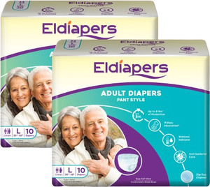 Eldiapers Pant Style Adult Diapers Large- 10 Pieces Pack of 2 Adult ...