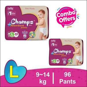 Champs High Absorbent Baby Diaper Pants|Pack of 2 - L - Buy 96 Champs ...