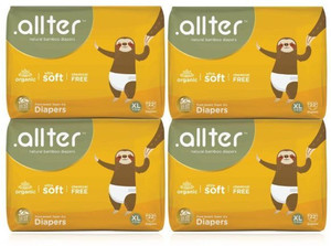 Allter Organic Bamboo Diapers, XL Size, Super Dry, Quick Absorb ...