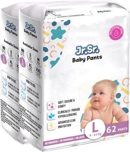Jr. Sr. baby diaper| Large | 9-14 Kg | 124 Counts | Pack of 2 - L - Buy ...