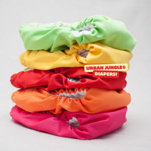 Urban Jungle Reusable Cloth Button Diaper & White 5 Layer Insert for ...