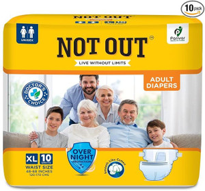 NOT OUT Adult Diaper, XL(48-68 in),Extra Soft, 100 Count, 10 Pack Adult ...