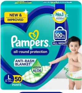 Pampers All round Protection Baby Diapers - L - Buy 50 Pampers COTTON ...